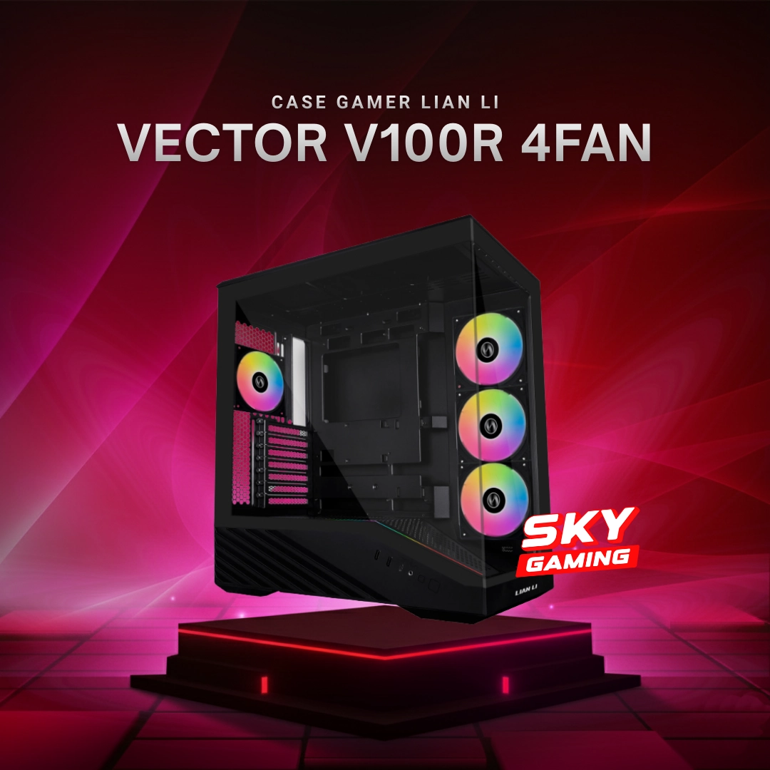 Case Gamer Lian Li Vector V100R ARGB 4 Ventiladores – Black - Sky Gaming PC
